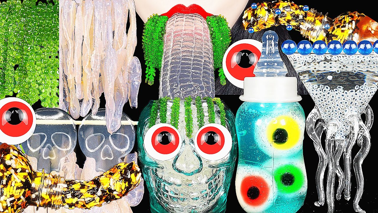 ASMR CLEAR FOOD CRUNCHY EATING SOUNDS HONEY JELLY, JELLYFISH, SEA ...