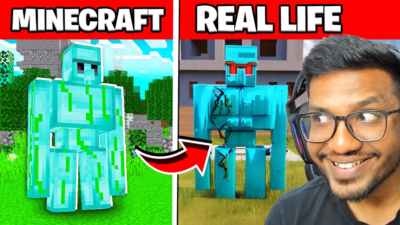 Real VS Minecraft Diamond Golem Who Is More Strong - YouTube