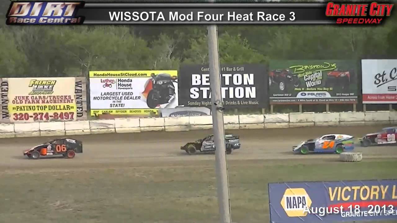 Granite City Speedway 8 18 13 WISSOTA Mod Four Races - YouTube
