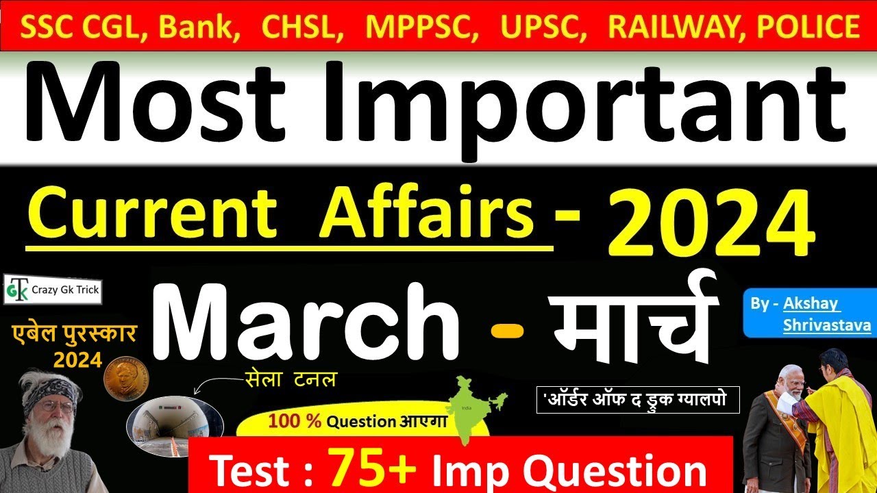 Current Affairs: March 2024 | Important current affairs 2024 | Current ...