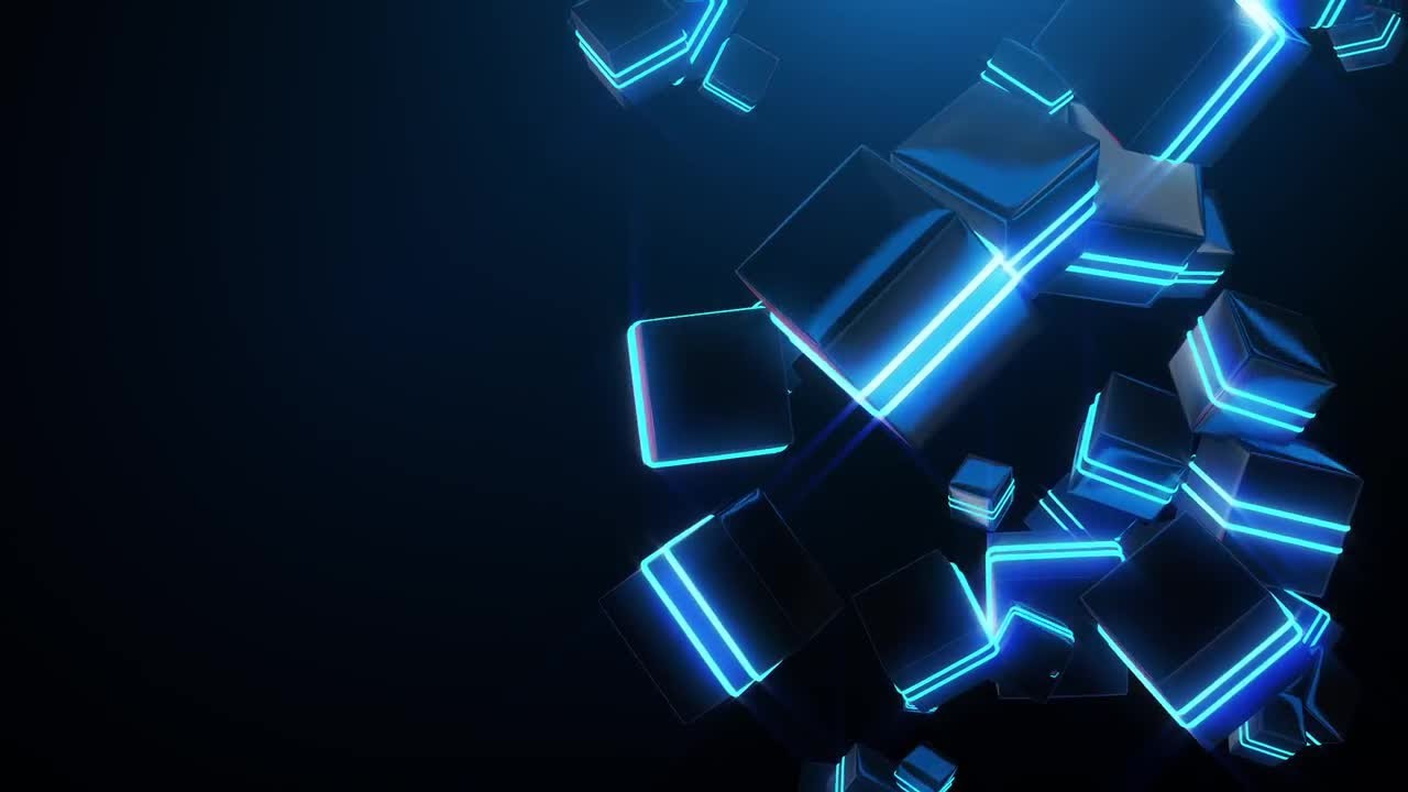 Abstract Blue Neon Cubes Motion Graphics - YouTube