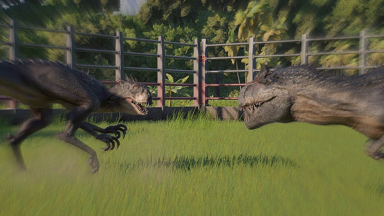 Allosaurus vs Scorpios Rex - Jurassic World Evolution 2 - YouTube