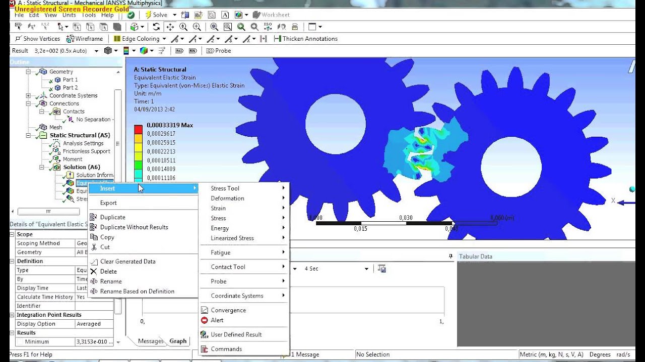 Gear mate Ansys Static Simulation complite - YouTube