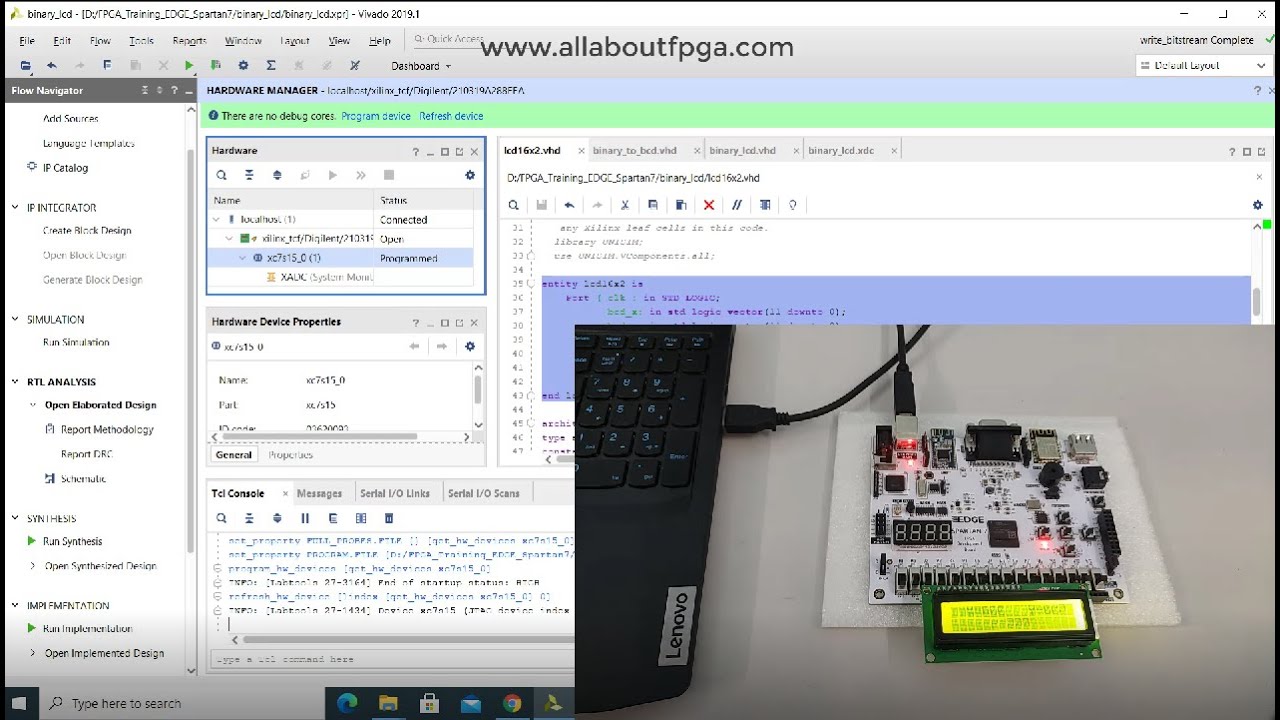 Learn FPGA 10: Displaying Slide Switch Binary Input on 16x2 LCD using ...