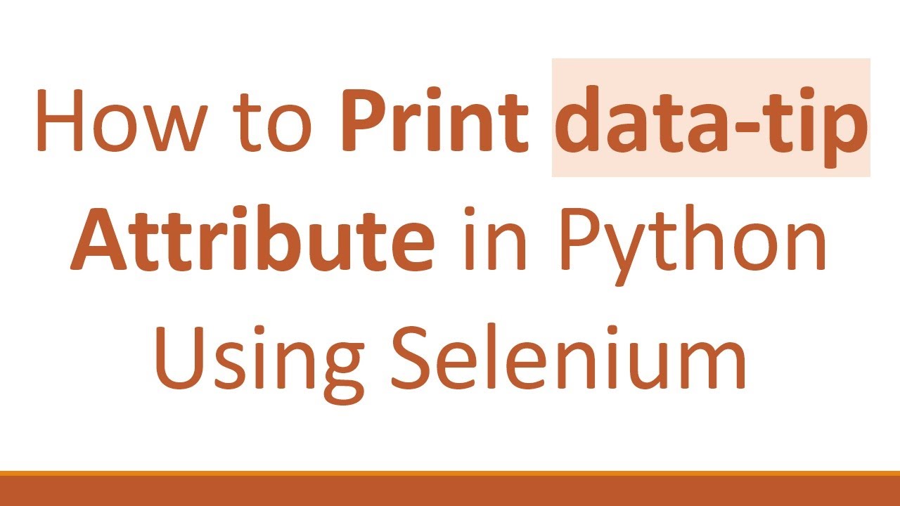 How to Print data-tip Attribute in Python Using Selenium - YouTube