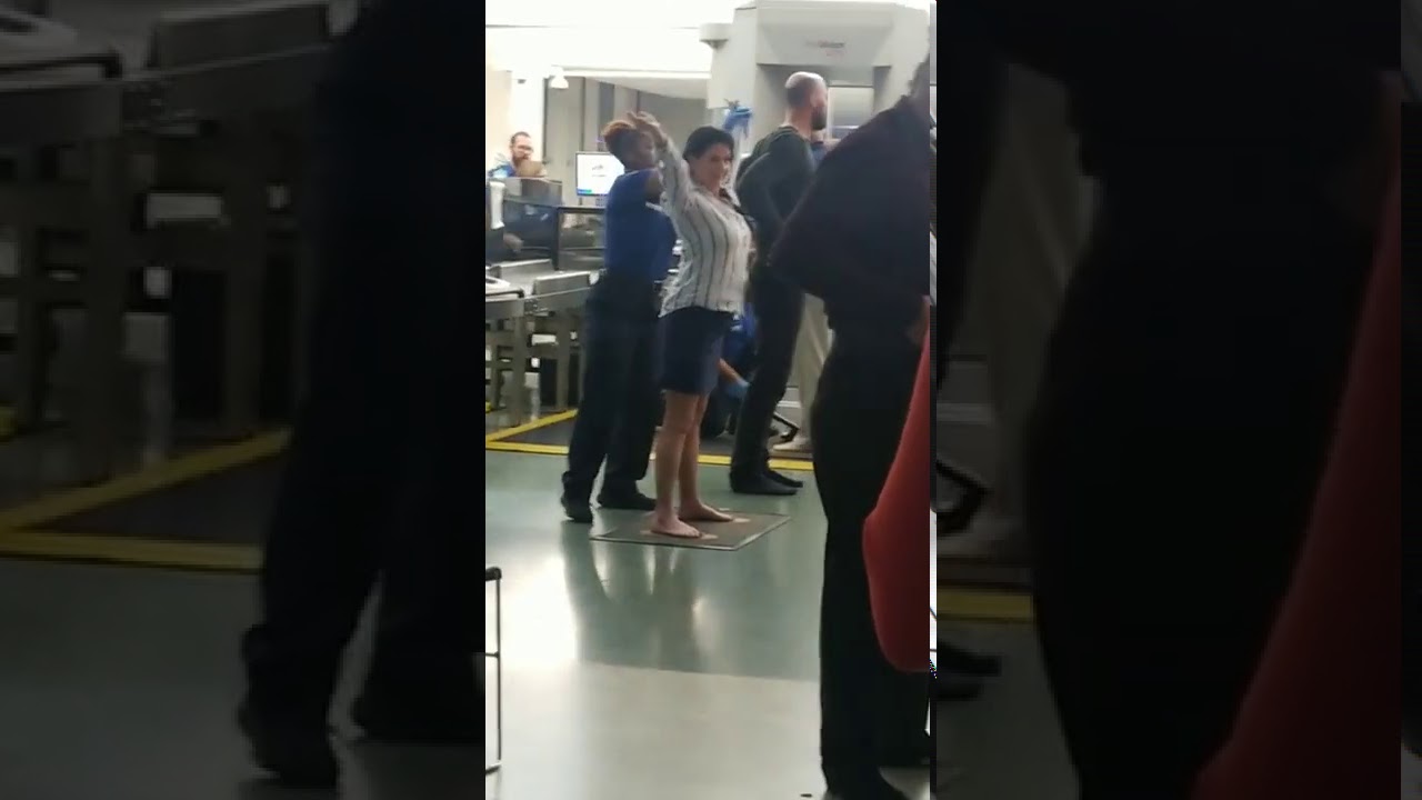 TSA pat down on a woman - YouTube