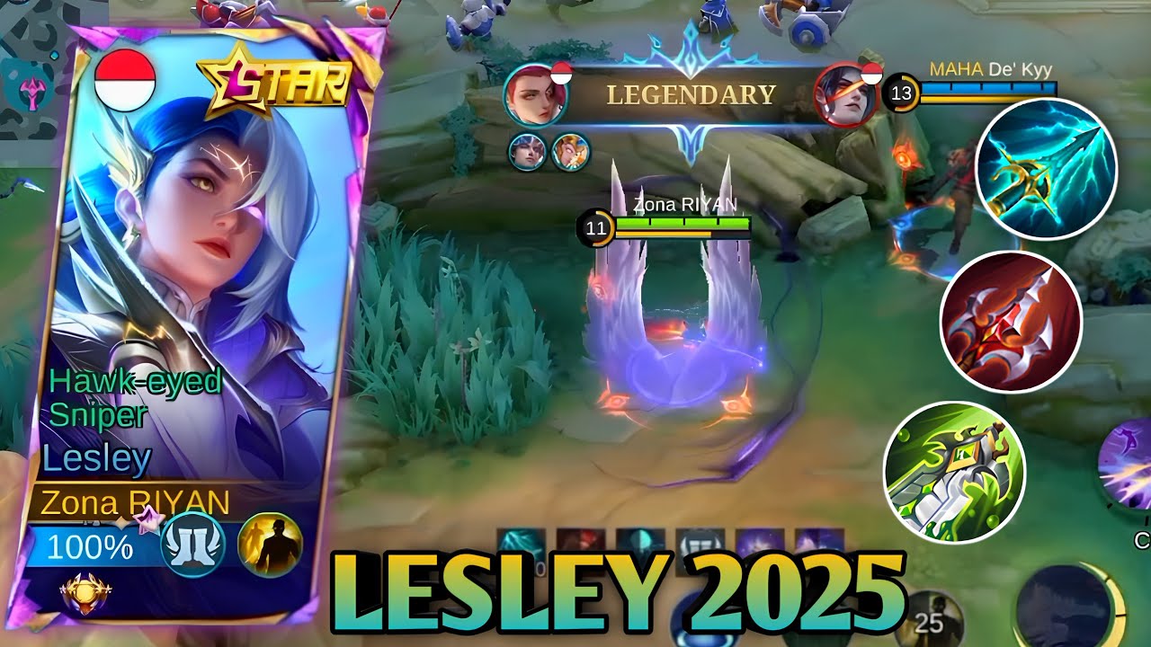 CARA MAIN LESLEY DI SEASON SEKARANG?! BUILD & EMBLEM TERSAKIT LESLEY 2025 || GAMEPLAY LESLEY ...