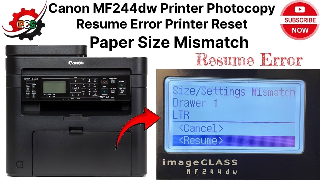 Canon MF244dw Printer Photocopy Resume/Cancel Problem Fix || Resume ...