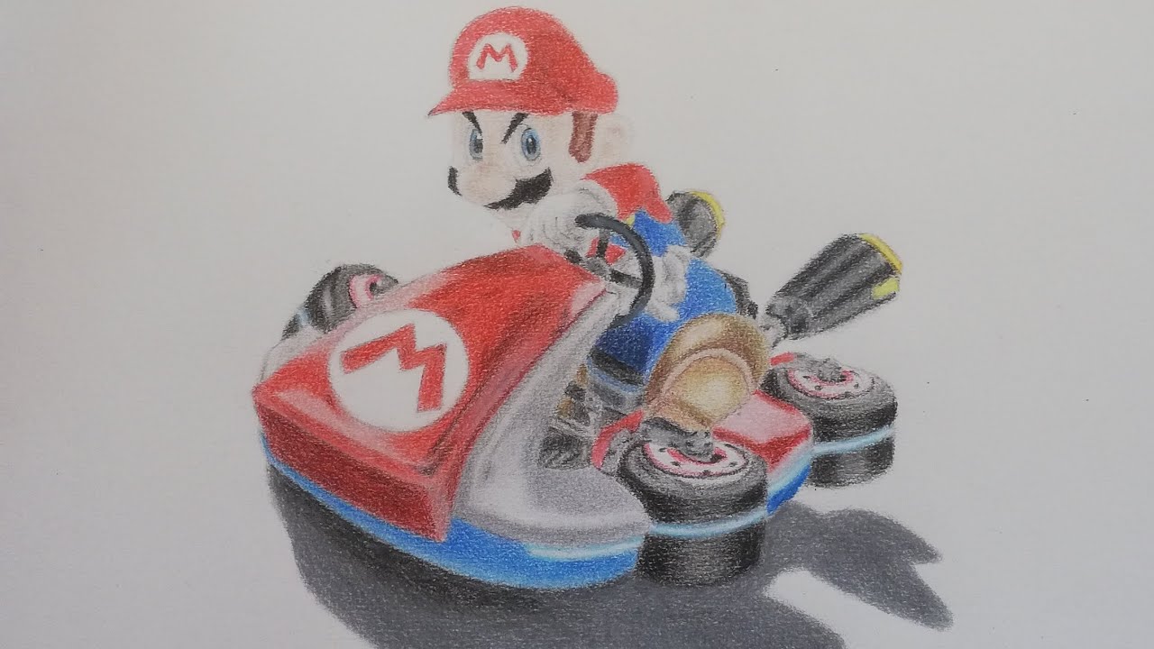 Comment dessiner Mario kart au crayon de couleur Castle arts - YouTube