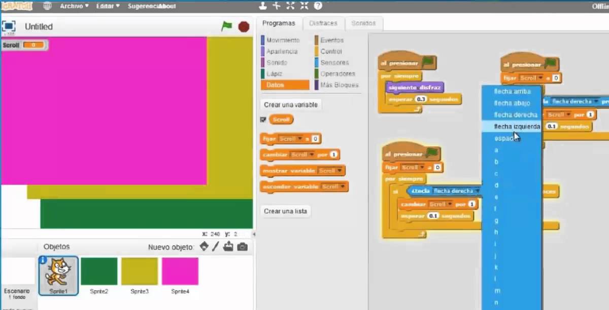 6 Ejemplo de Scroll horizontal con Scratch - YouTube