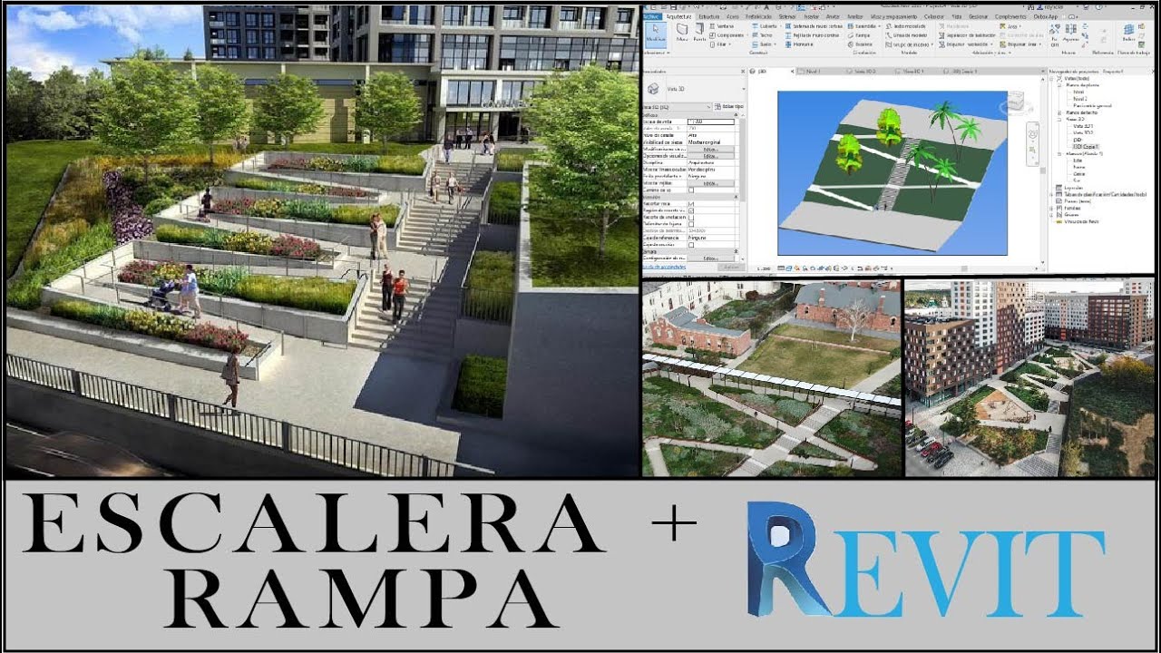 🚀escalera mas rampa para espacio publico en revit - YouTube