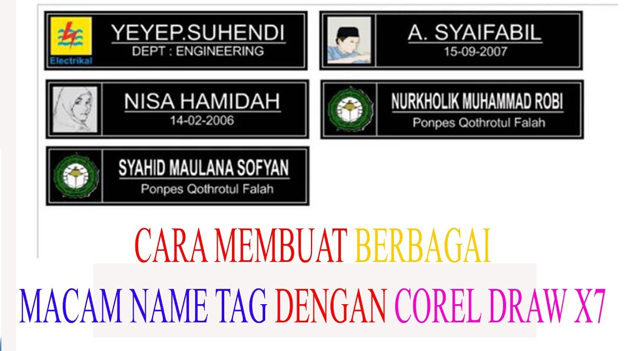 TUTORIAL CARA MEMBUAT BERBAGAI MACAM NAME TAG DENGAN COREL DRAW X7 ...