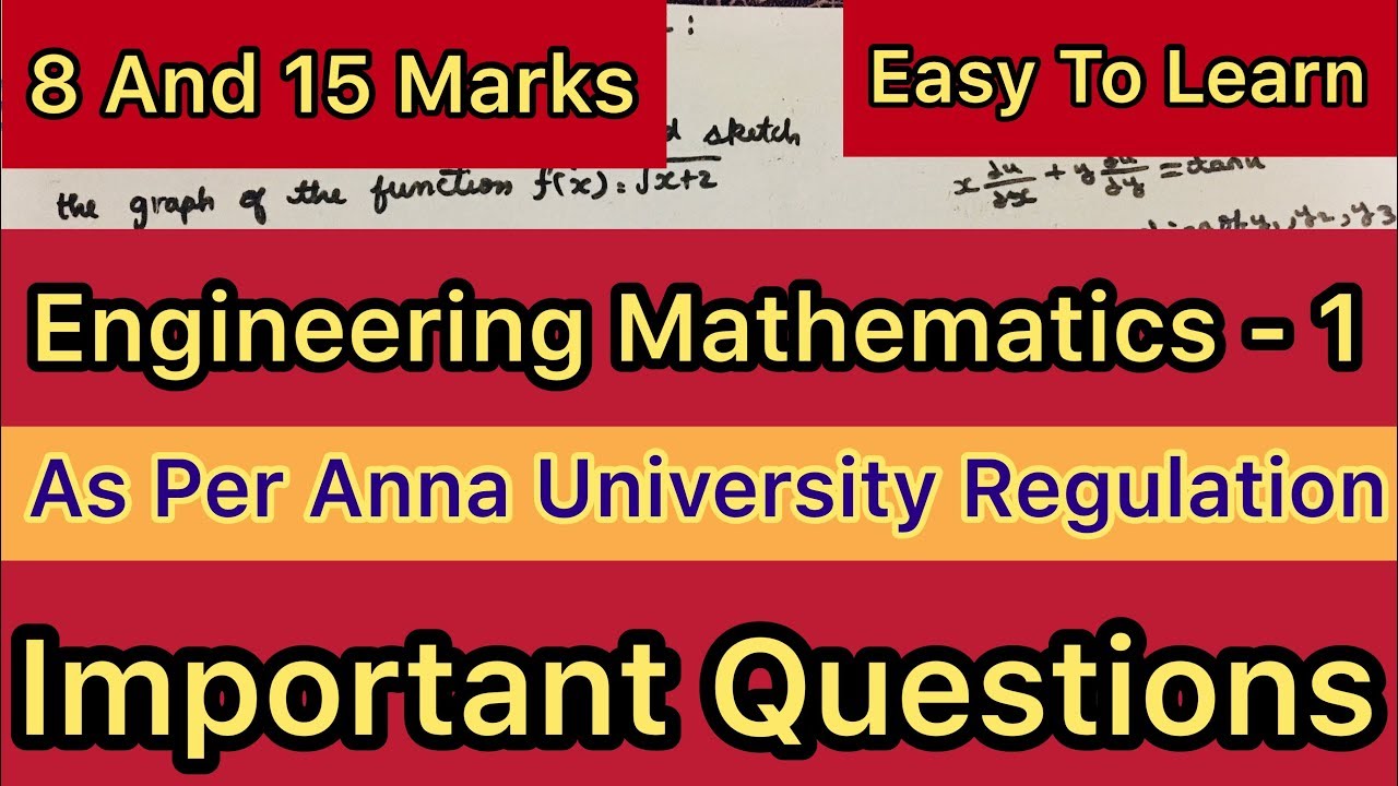 Engineering Mathematics - 1 Important Questions Anna University | Tamil ...