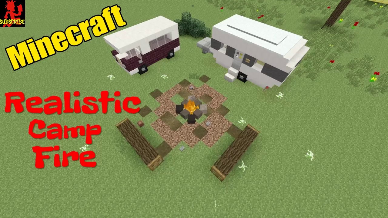 Minecraft Realistic Camp Fire Tutorial - YouTube