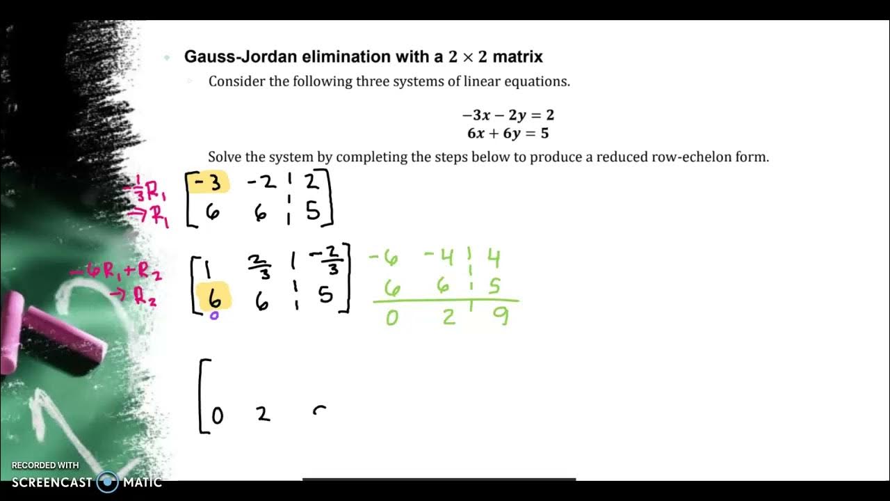 Gauss-Jordan elimination with a 2x2 matrix - YouTube