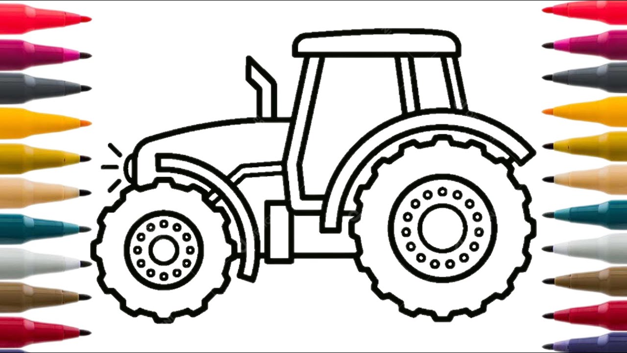 Tractor drawing and colouring for kid's| how to draw tractor | easy ...