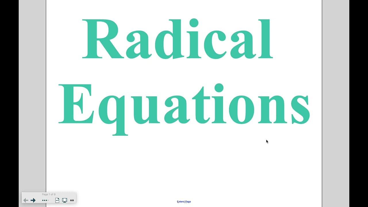 Algebra - Lesson 8-7: Radical Equations - YouTube