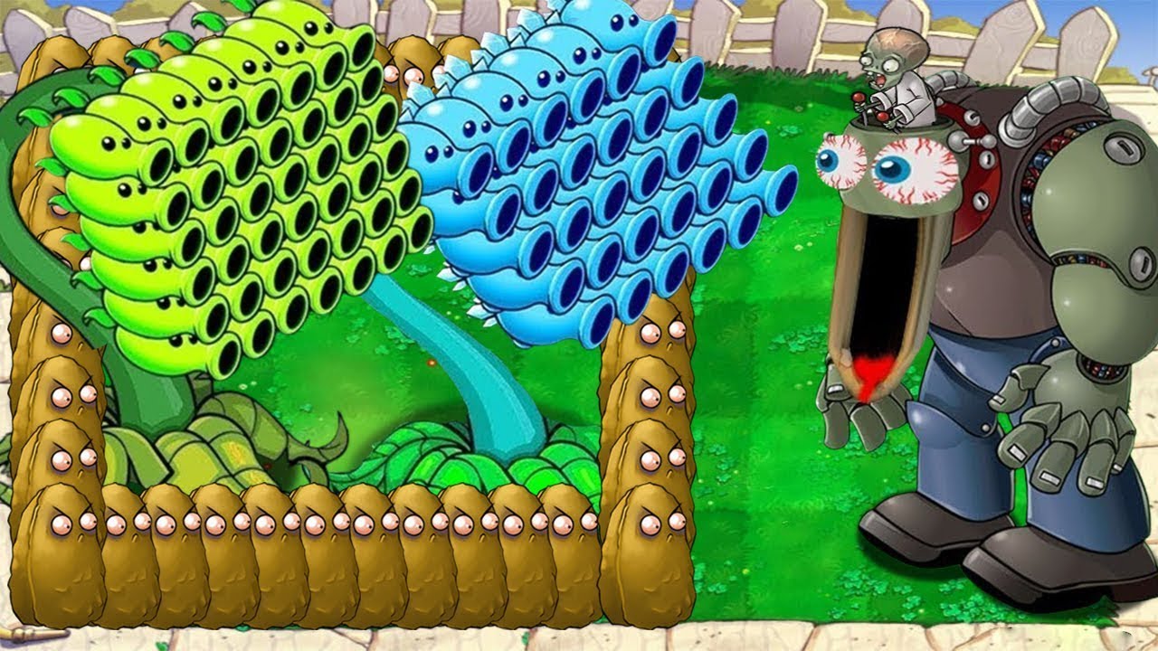 PVZ HACK PLANTS VS ZOMBIES || SNOW PEA REPEATER VS DOOM VS GIGA ...