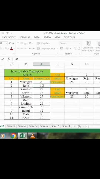How To Table Transpose In Excel Tabletransposse Exceltable Youtube