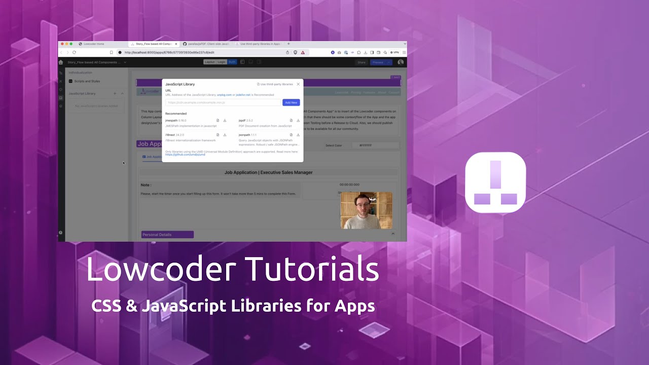 Lowcoder Tutorial App Local Css And Javascript Libraries Youtube 8099