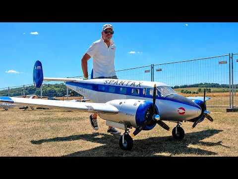 XXXL VINTAGE BEECHCRAFT B-18 RC MODEL RADIAL MOTOR FLIGHT DEMONSTRATION