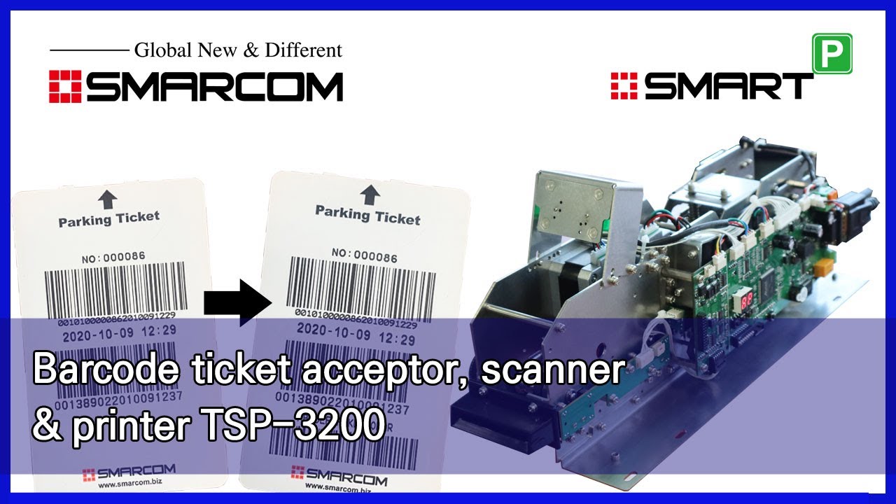 스마컴-SMARCOM-Barcode ticket acceptor,scanner & printer TSP -3200 - YouTube