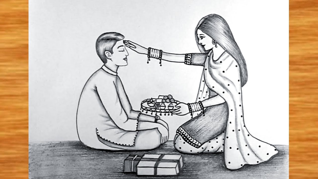 How To draw Brother and sister celebrated bhaidooj ||Bhaidooj special ...