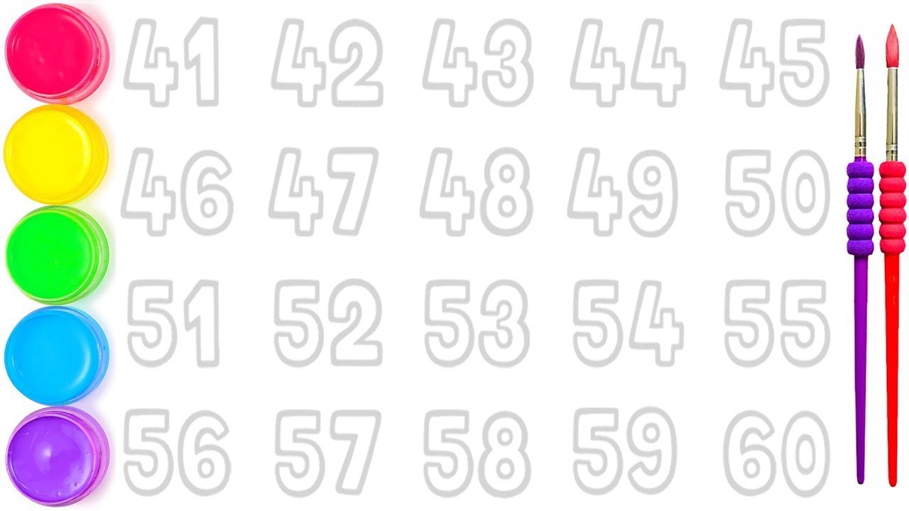How to Draw and Color Number 41 to 60 With NB Arts - YouTube