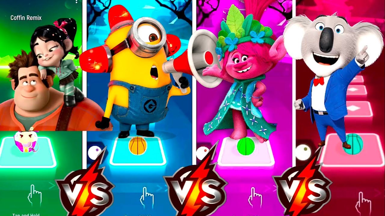 Wreck-it Ralph and Vanellope vs Gru and Minions vs Trolls vs Buster ...