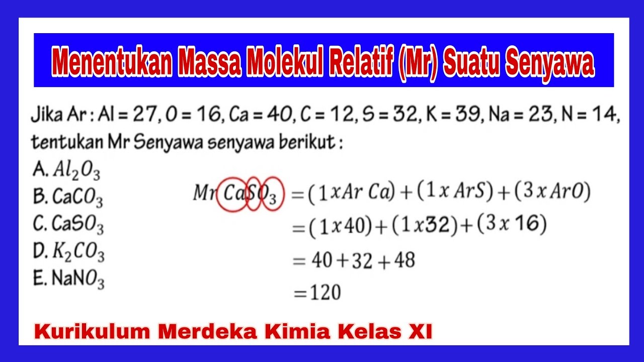 BAHAS SOAL KIMIA KELAS XI | MENENTUKAN MASSA MOLEKUL RELATIF (MR ...