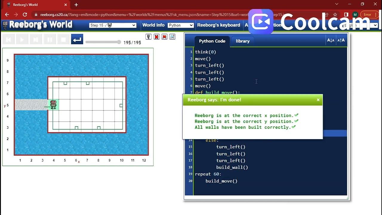 reeborg step 15 solution - YouTube