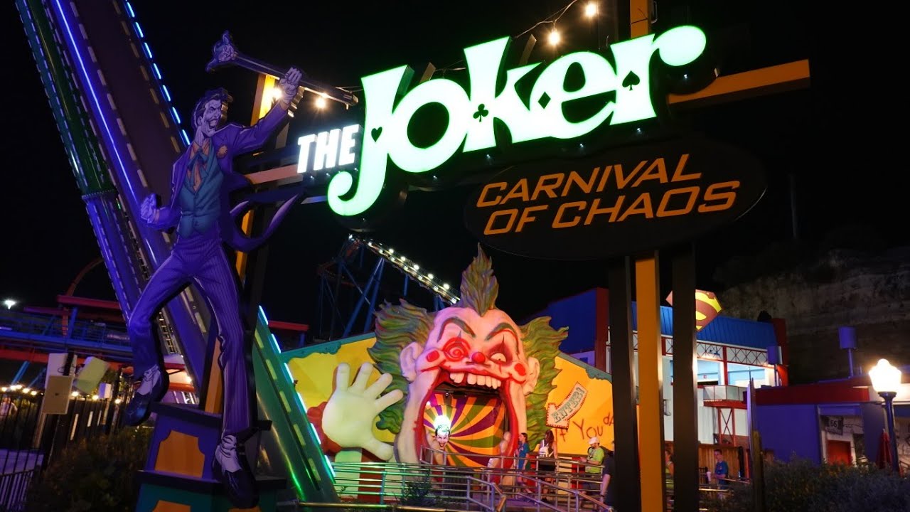 The Joker Carnival of Chaos Ride at Six Flags Fiesta Texas! - YouTube