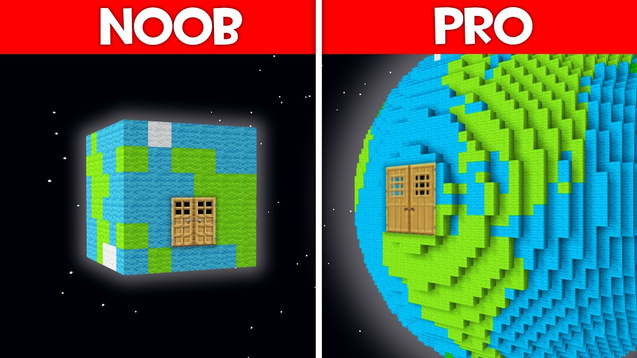 Minecraft Battle: EARTH PLANET HOUSE BUILD CHALLENGE - NOOB vs PRO vs ...