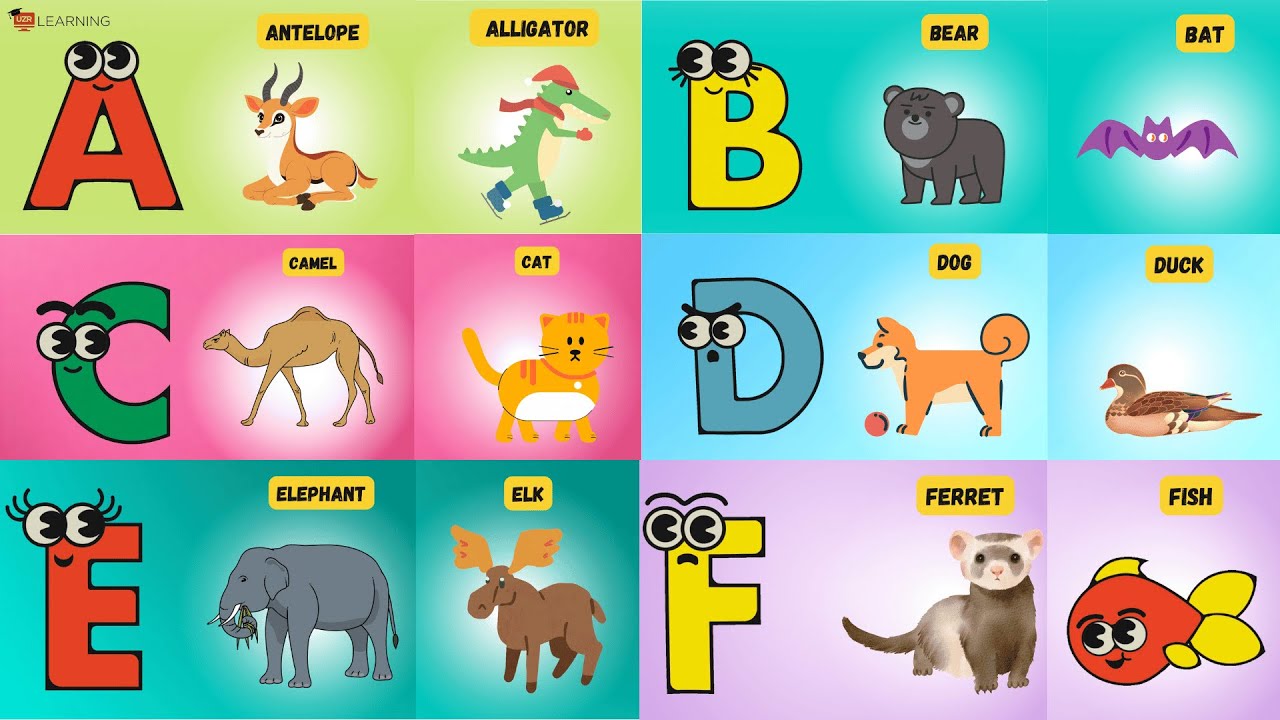 ABC Animal Phonics Song for Kids | 52 Animals with Sounds, Rhymes ...