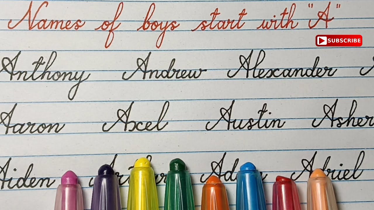 Boy Names Start With “A” in Cursive Writing Practice abcd | Cursive ...