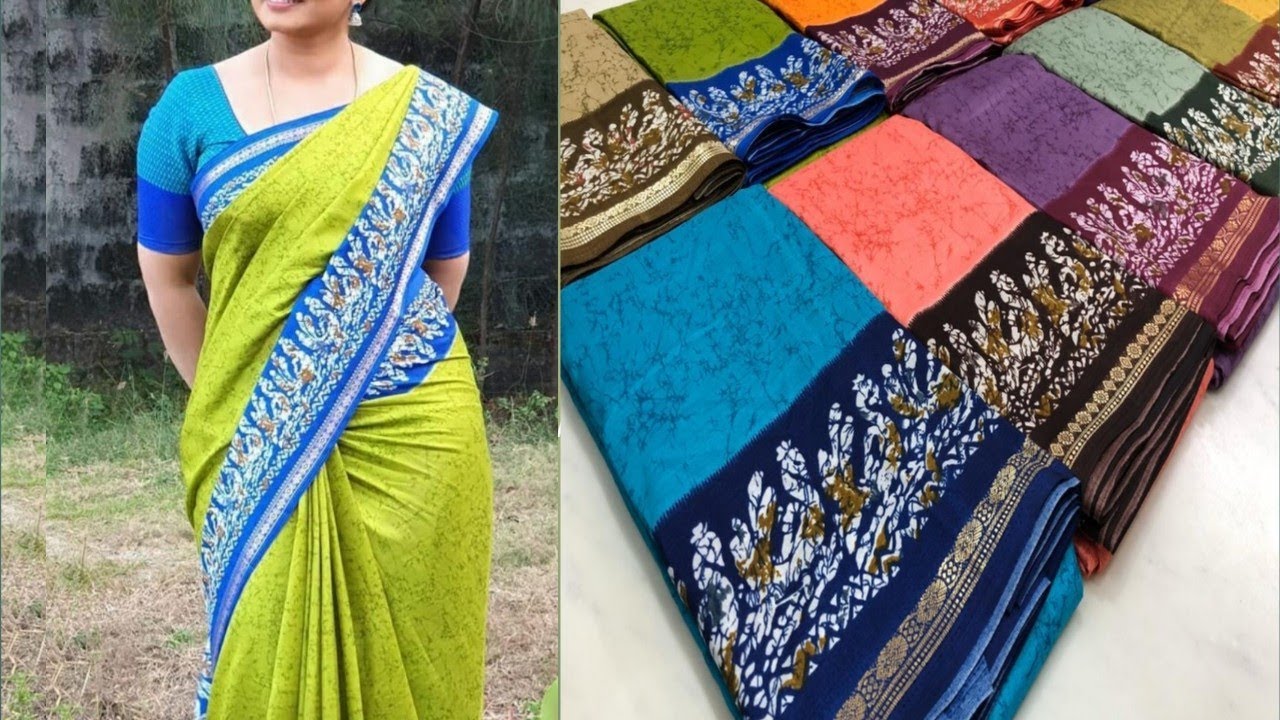 Battik sillk daily use sarees - YouTube
