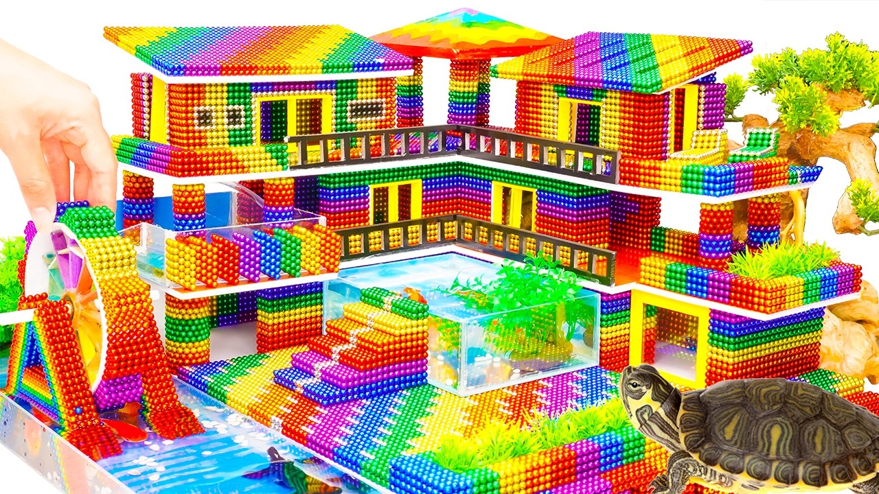 DIY Build 3 Storey Mansion With Wavy Roof From Magnetic Balls ...