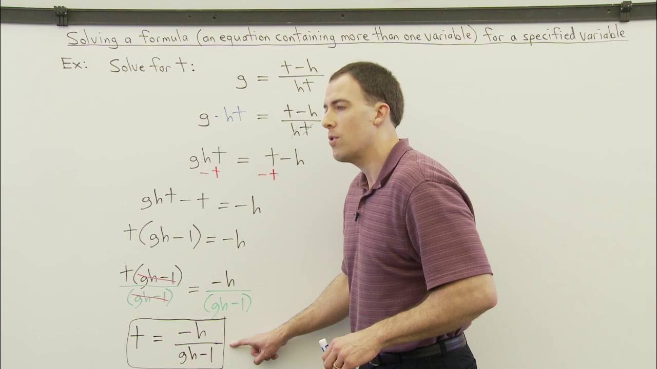 Solving Formulas for a Specified Variable (Part 2) - YouTube