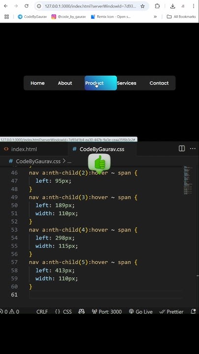 😍Modern Navigation Menu Hover Effect | HTML CSS #webdevelopment #coding #htmlcss #shorts - YouTube
