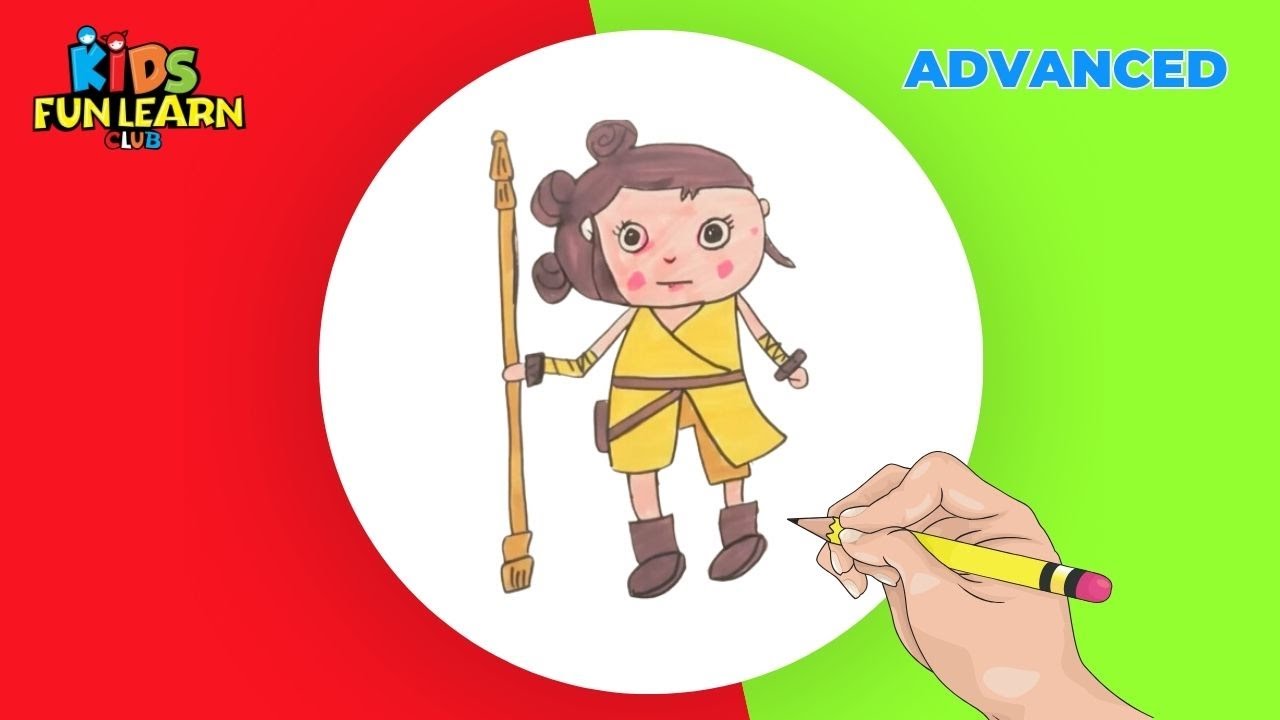 How to Draw Rey from Star Wars with Kids Fun Learn Club | Step by Step ...