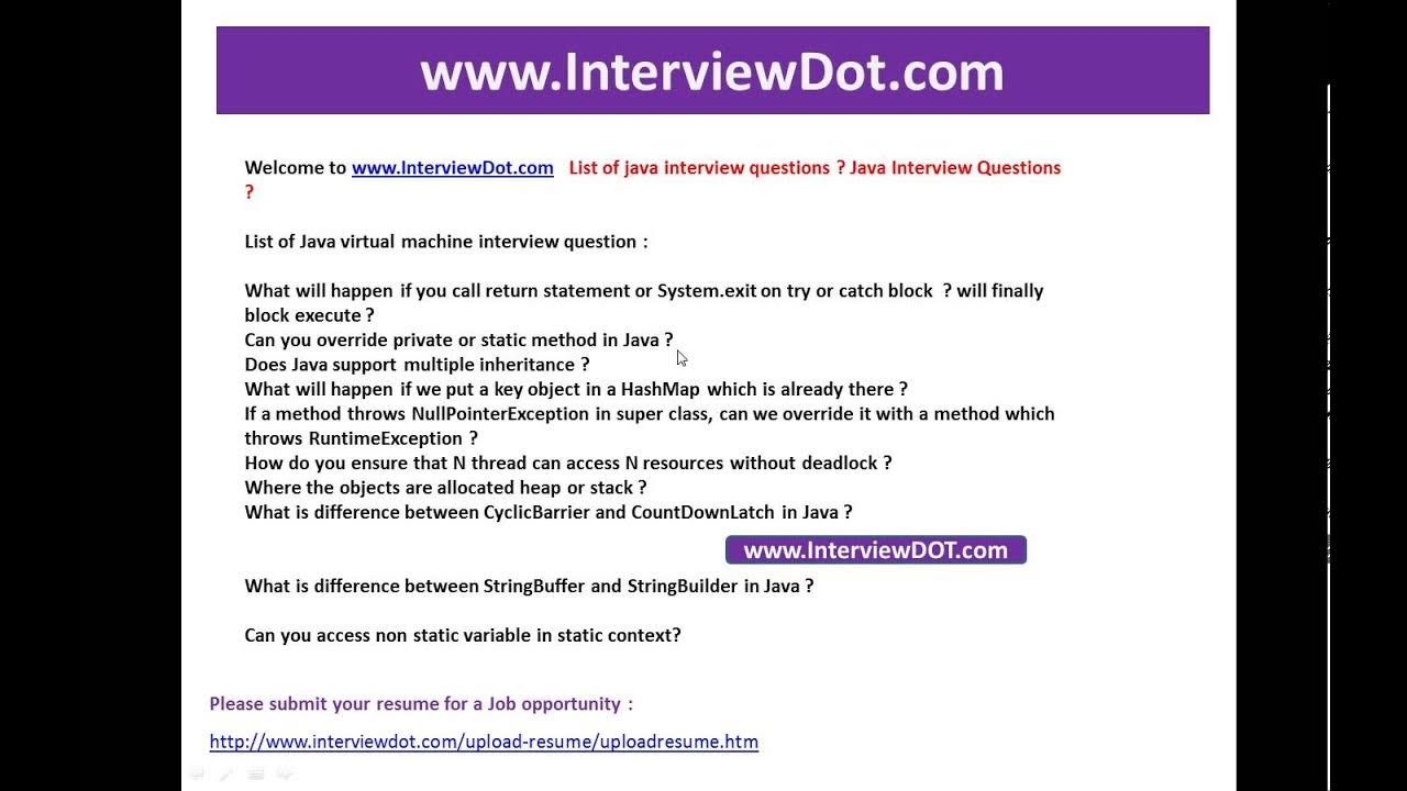List Of Java Virtual Machine Interview Questions Interviewdot Java Interview Questions Youtube