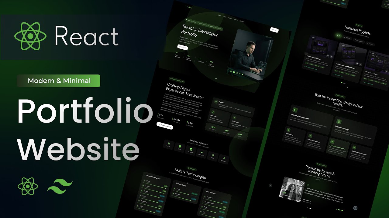 Build a Stunning React Portfolio Website with Tailwind CSS | Modern Developer Portfolio Tutorial ...