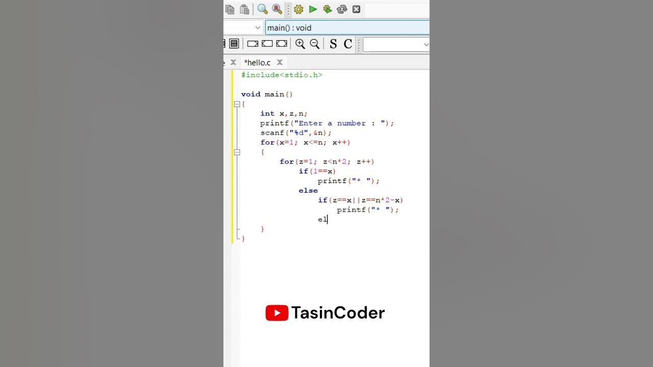 Star Pattern 19 Program in C Language | TasinCoder - YouTube