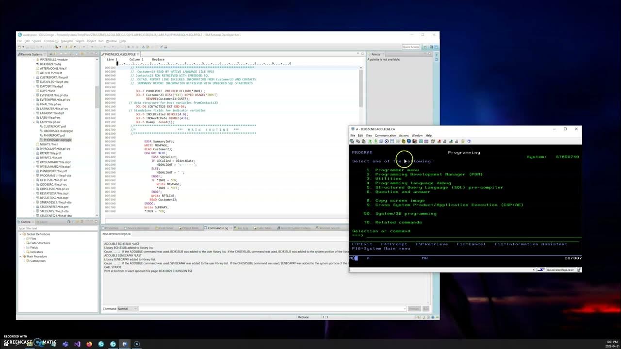 IBM RDi lab9a-3 how to embed SQL statements: wrap-up and compiled results - YouTube