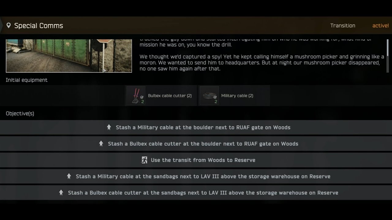Escape From Tarkov PvE Quest: Special Comms - YouTube