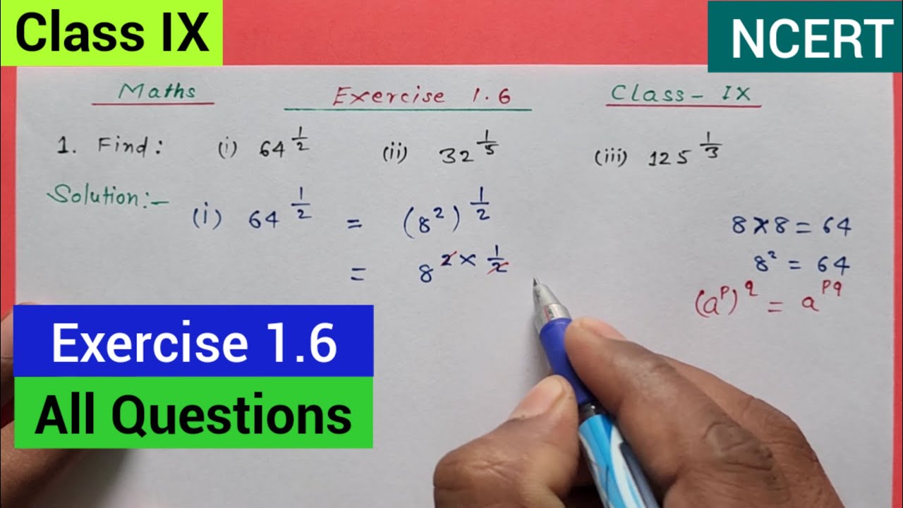 NCERT Maths Class 9 Exercise 1.6 - All Questions Solved || Laws of ...