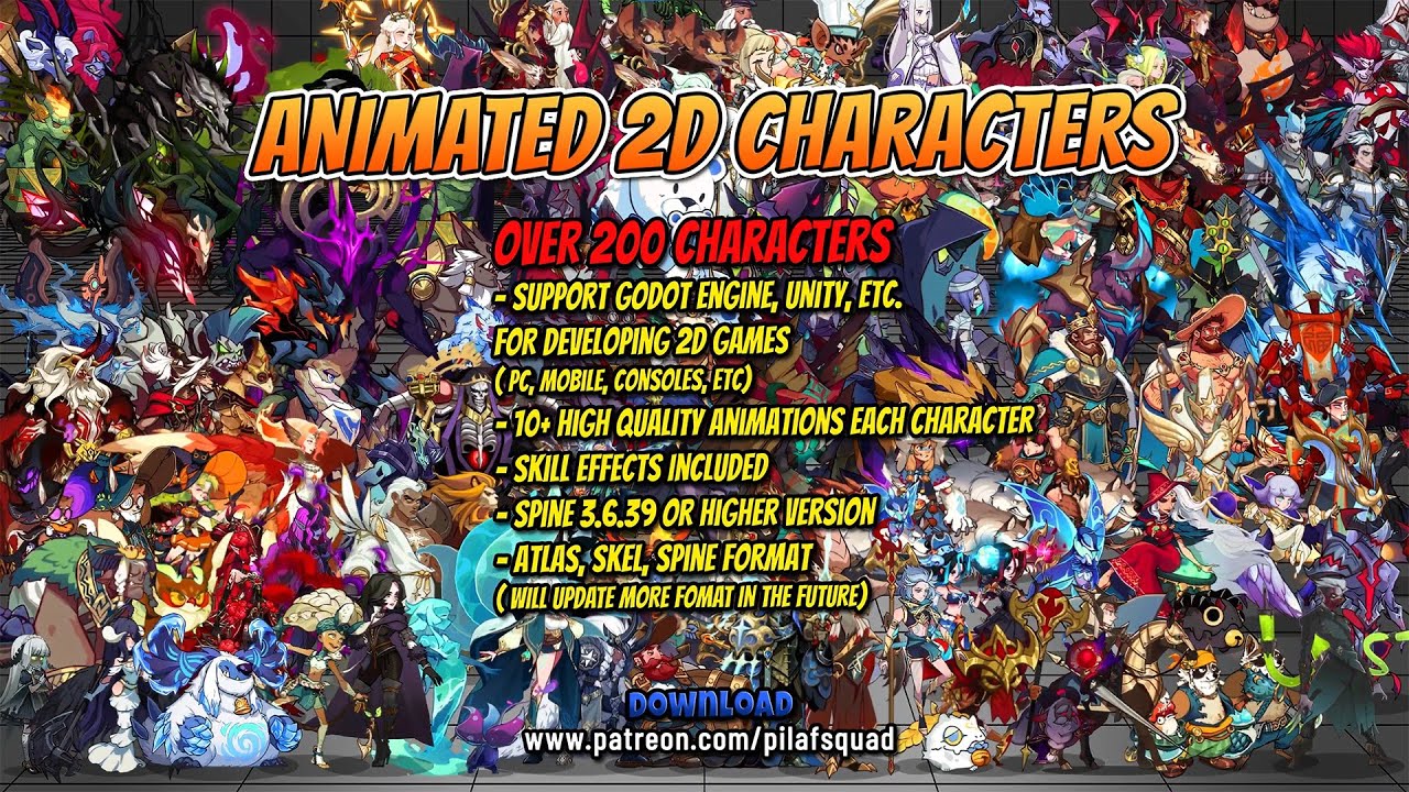 Animated 2D Characters Pack for Godot, Unity - YouTube