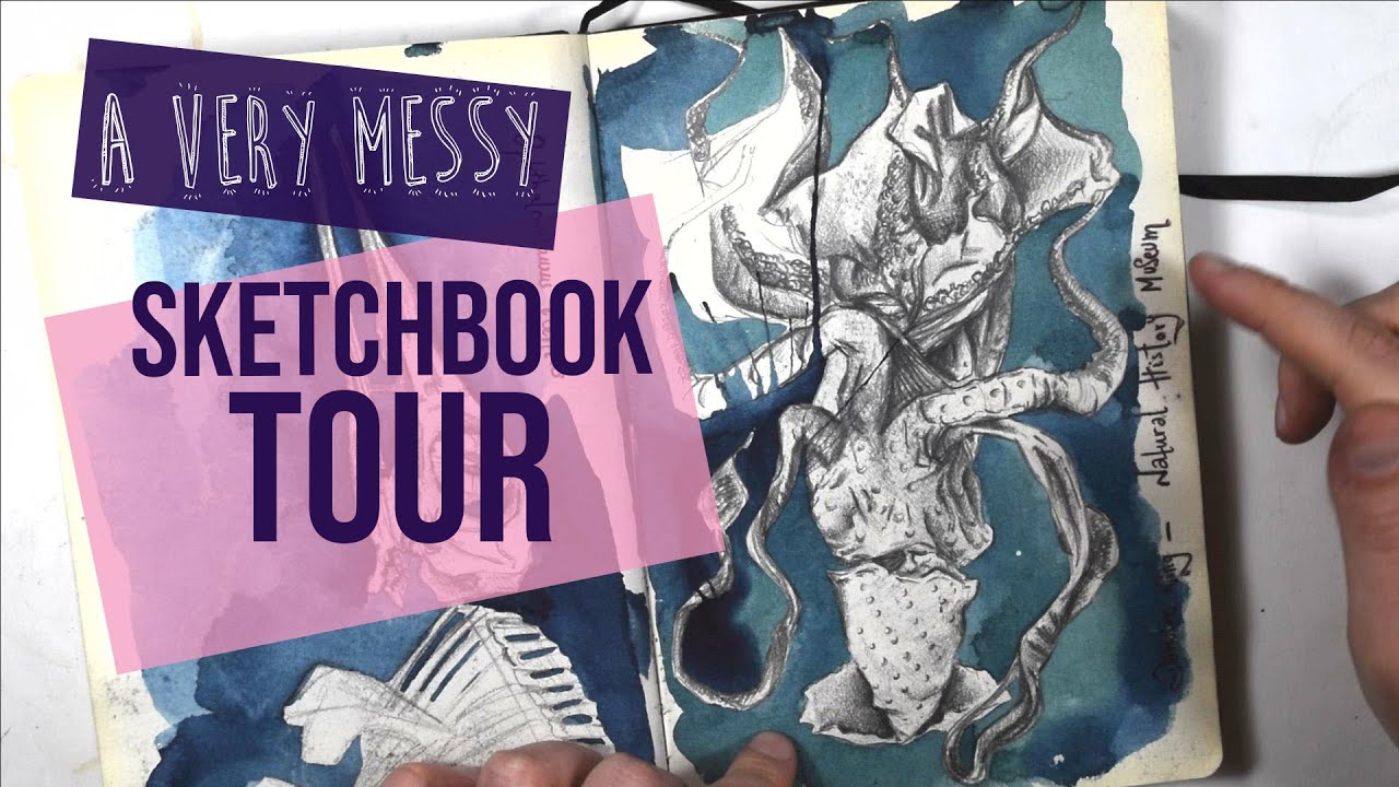 A very messy SKETCHBOOK TOUR - YouTube
