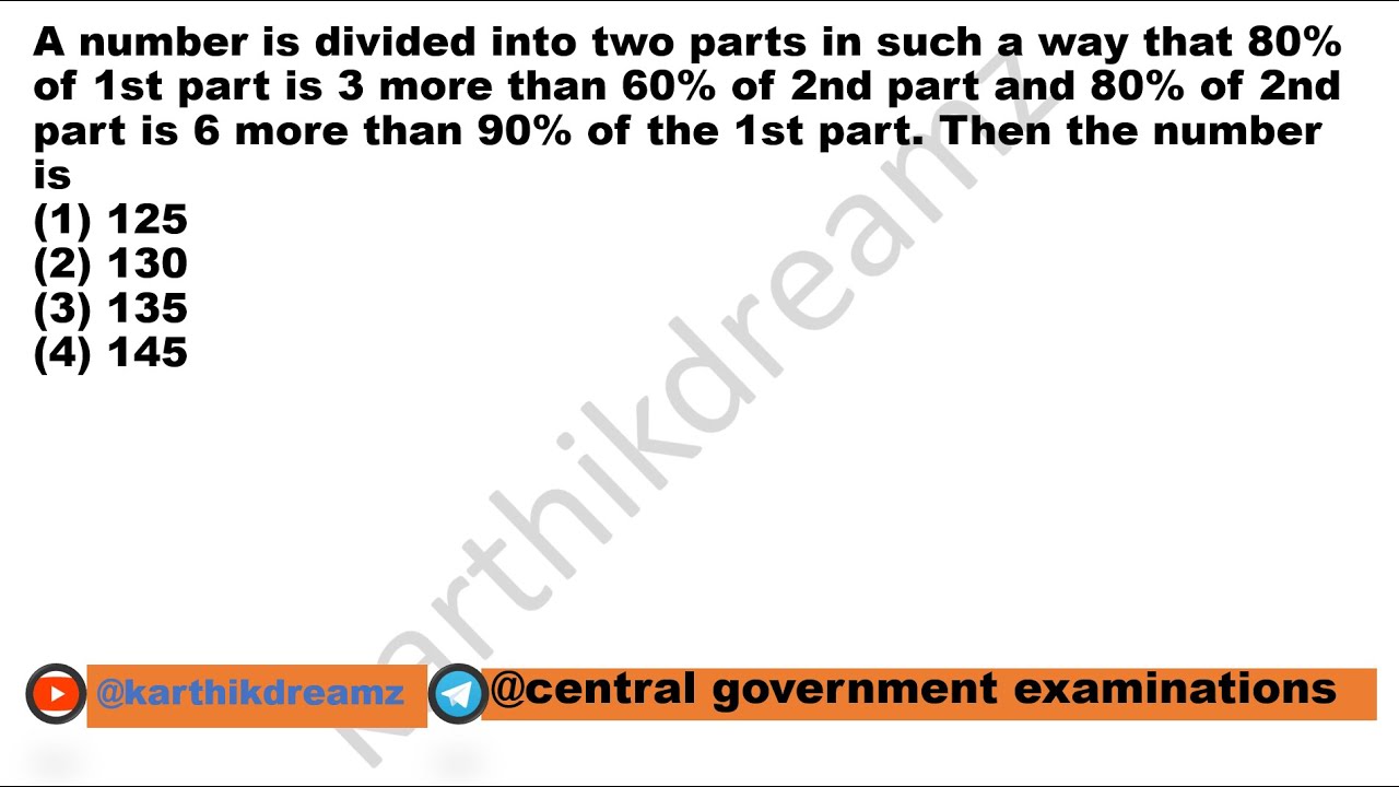 A number is divided into two parts in such a way that 80% of 1st part ...