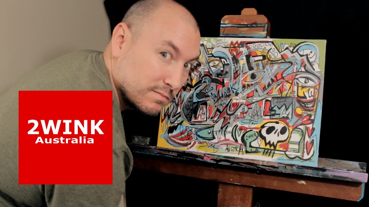 Graffiti TIMELAPSE Painting 2 WINK AUSTRALIA clothing design by RAEART ...